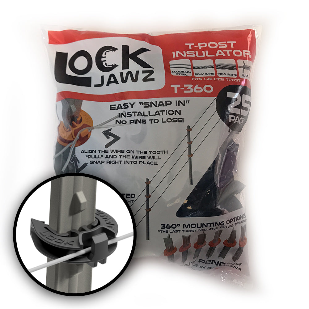 T-360 Universal T-Post Electric Fence Insulators | Made in USA | LockJawz